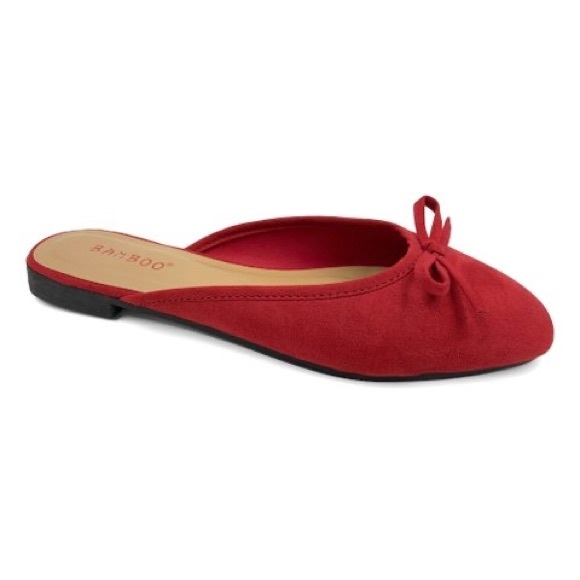 BAMBOO | Shoes | Bamboo Red Square Toe Ballet Slip On Flat Mules | Poshmark